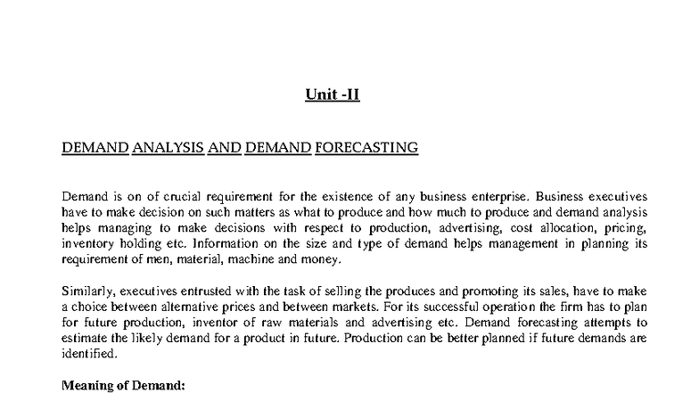 Unit I.2 Demand Analysis & Forecasting: Key Concepts and Elasticity ...
