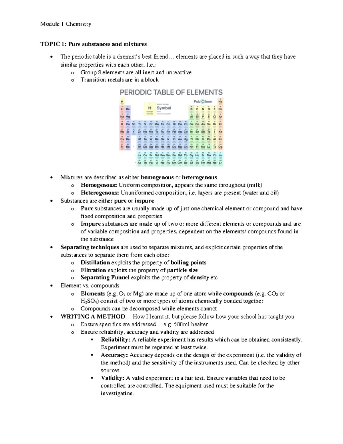 Topic 1 Outline - Chemistry HSC Notes - Module 1 Chemistry TOPIC 1 ...