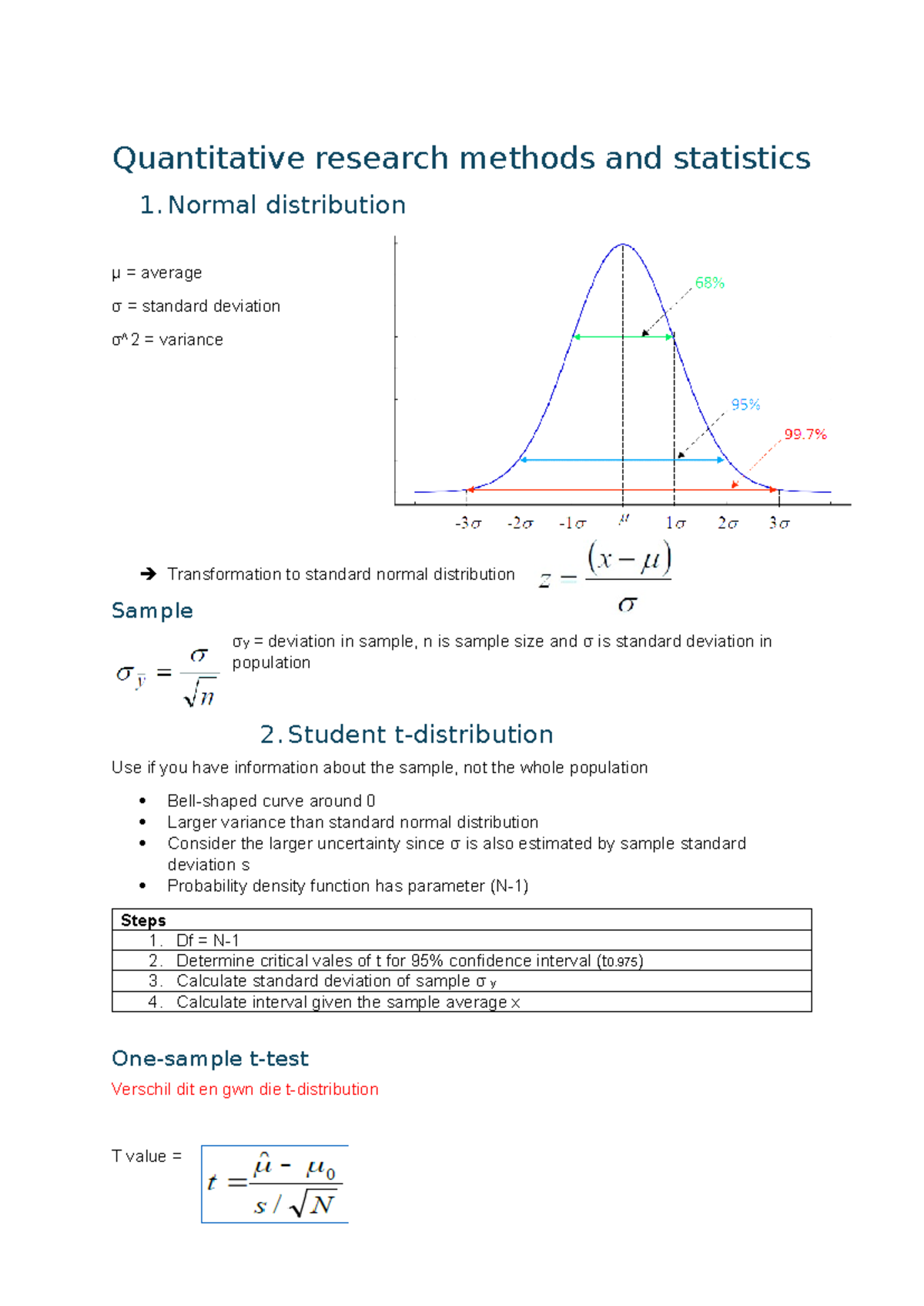 Quantitative Research Methods and Statistics Summary - Course Notes ...