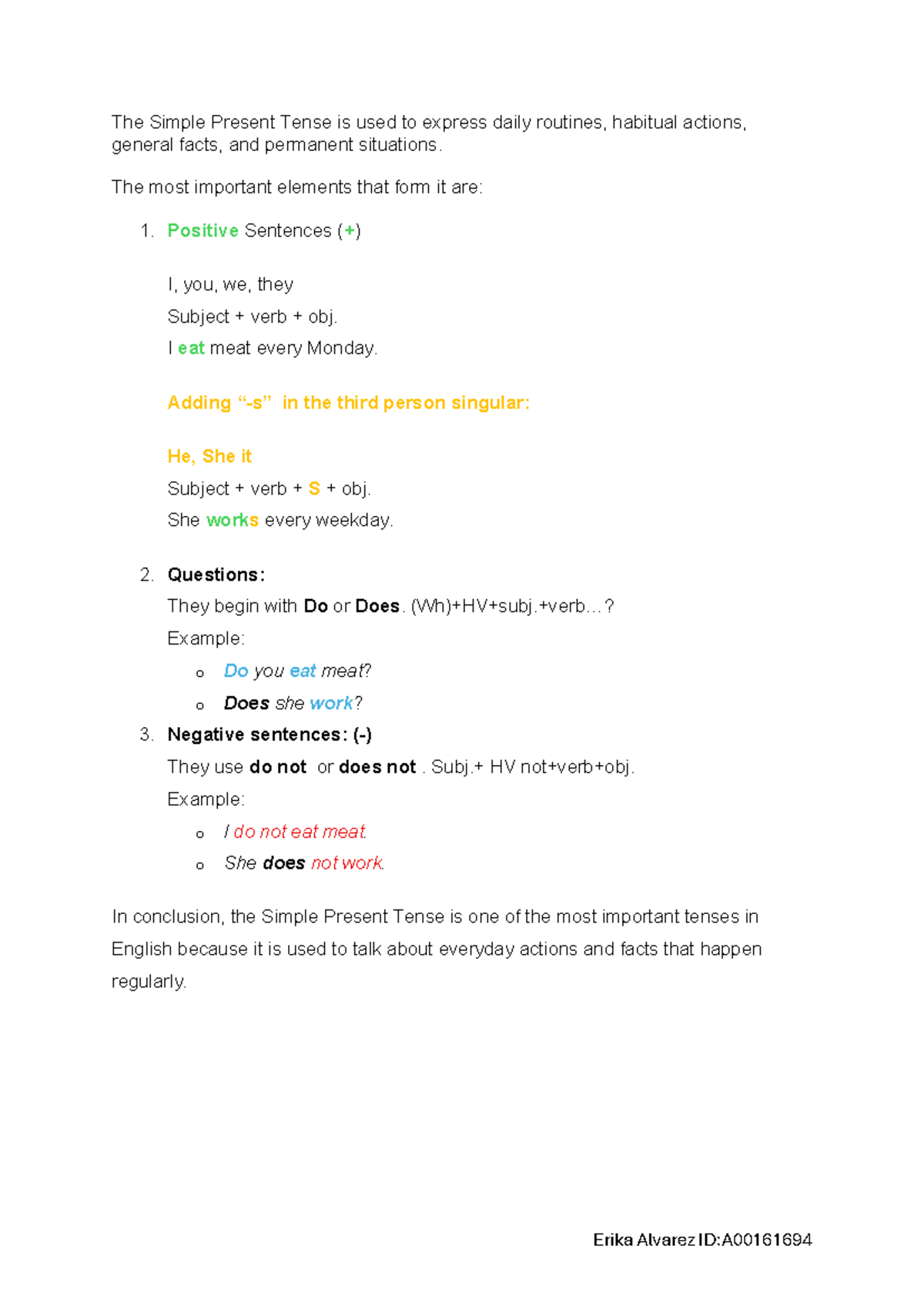 Unidad 1 Actividad 3: Understanding the Simple Present Tense - Studocu