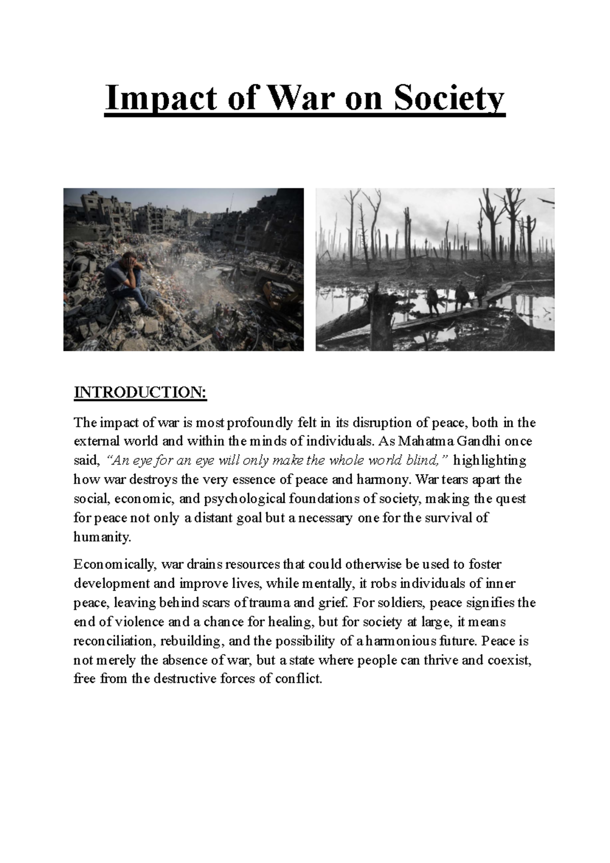 Impact of War on Society: Economic & Psychological Consequences - Studocu