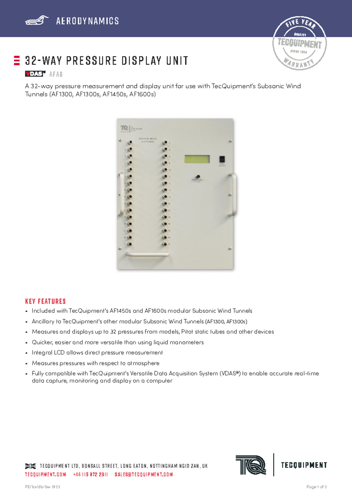 AFA6 32-Way Pressure Measurement & Display Unit Datasheet - Studocu