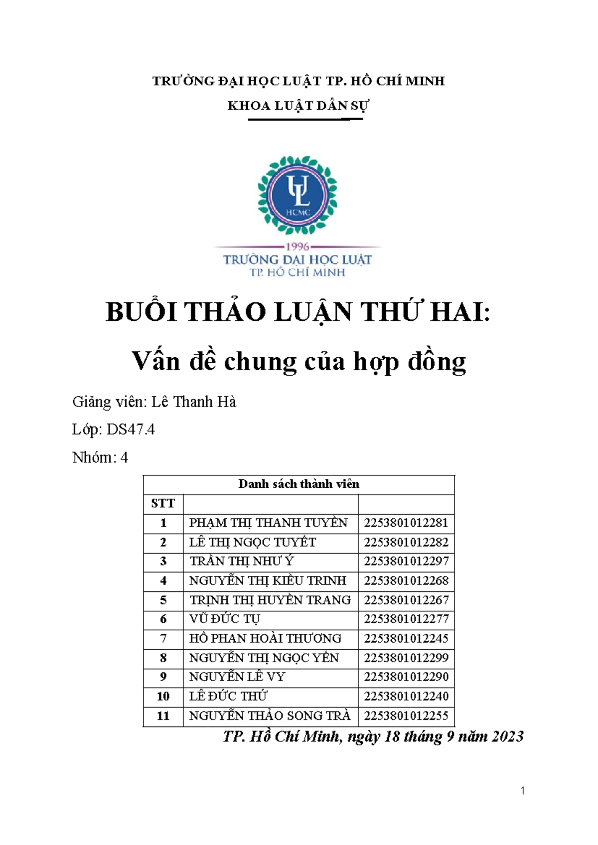 Btlds 2 - Thảo luận về hợp đồng và sự đồng thuận trong ký kết - Studocu