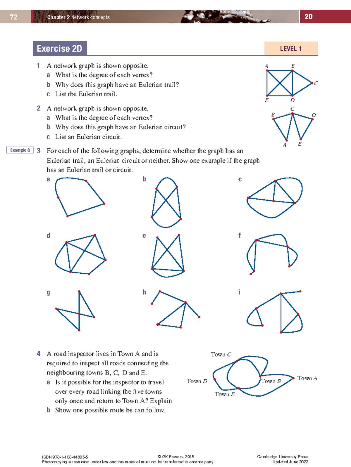 2D Chapter 2 Network Concepts: Eulerian and Hamiltonian Paths - Studocu