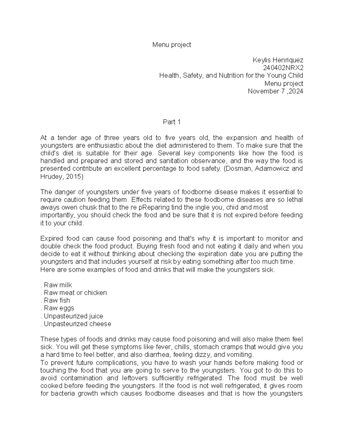 Menu Project: Health, Safety, & Nutrition for Young Children (2 ...