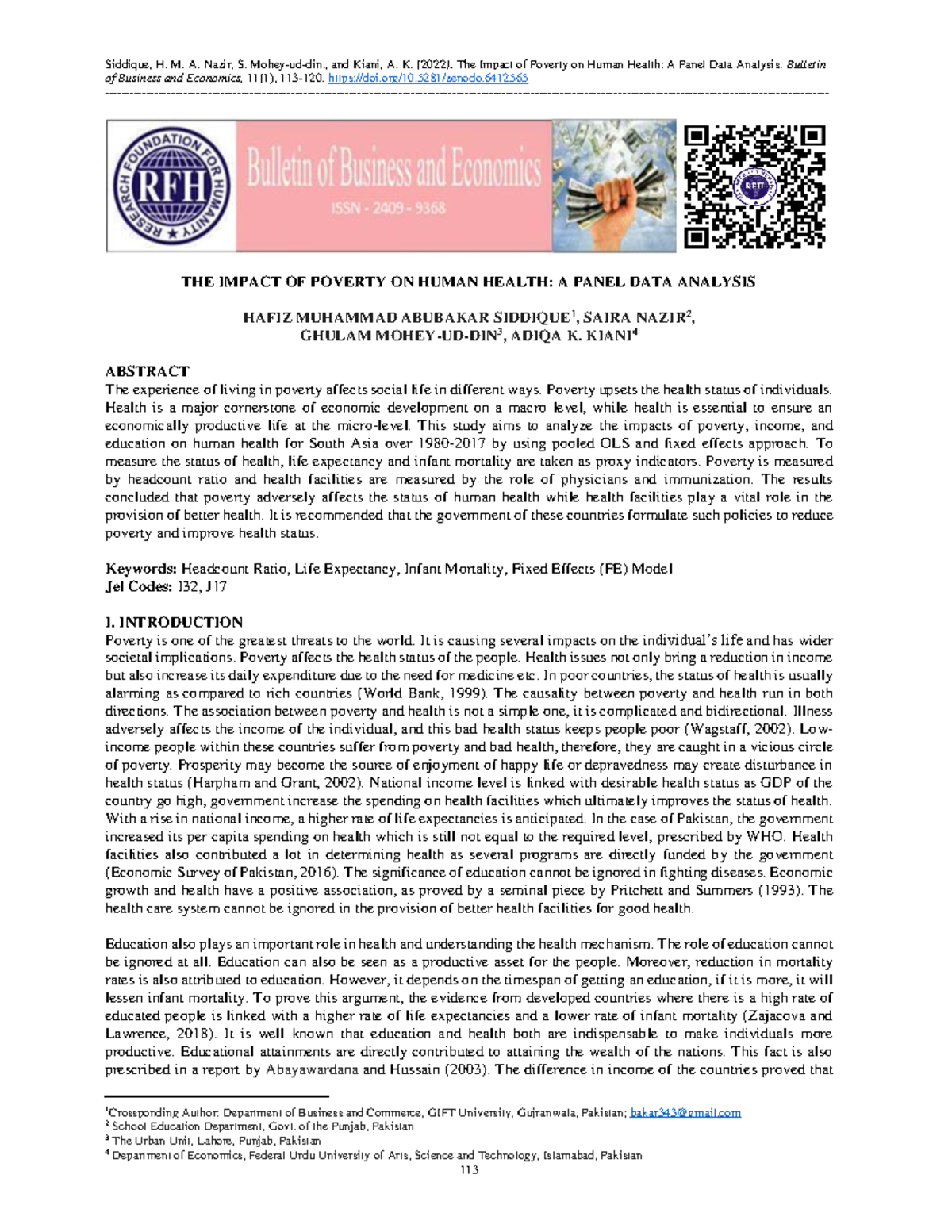 The Impact of Poverty on Human Health in South Asia: A Panel Data Study ...