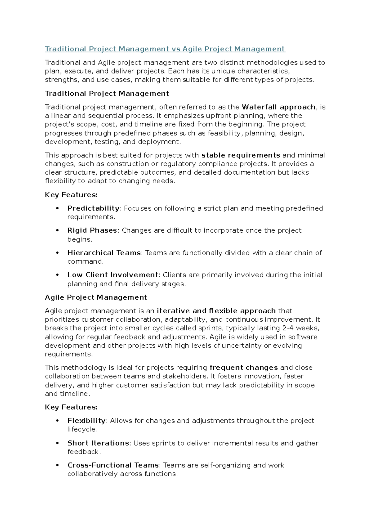 Traditional vs Agile Project Management: Key Differences Explained ...
