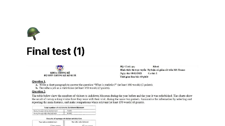 Final Exam (1) Statistics: Old Exam Structure & New Format Insights ...