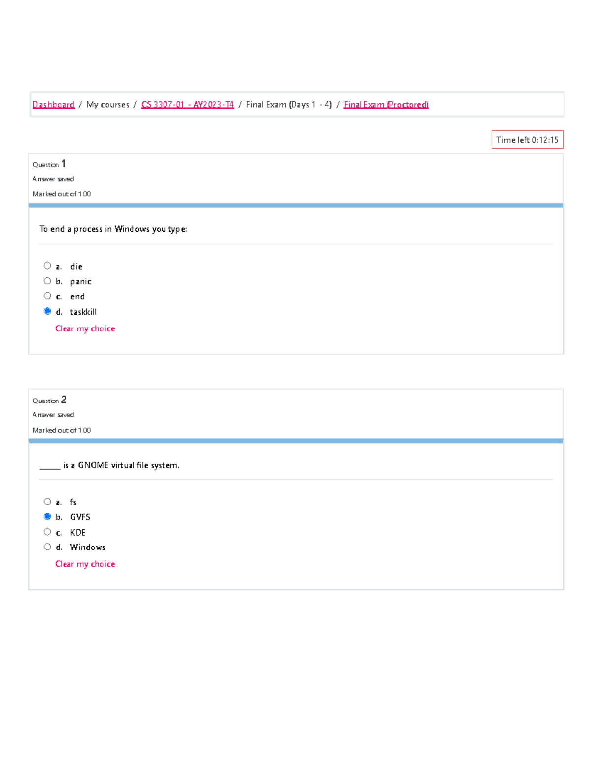 Final Exam CS 3307-01: Proctored Questions and Answers - Studocu