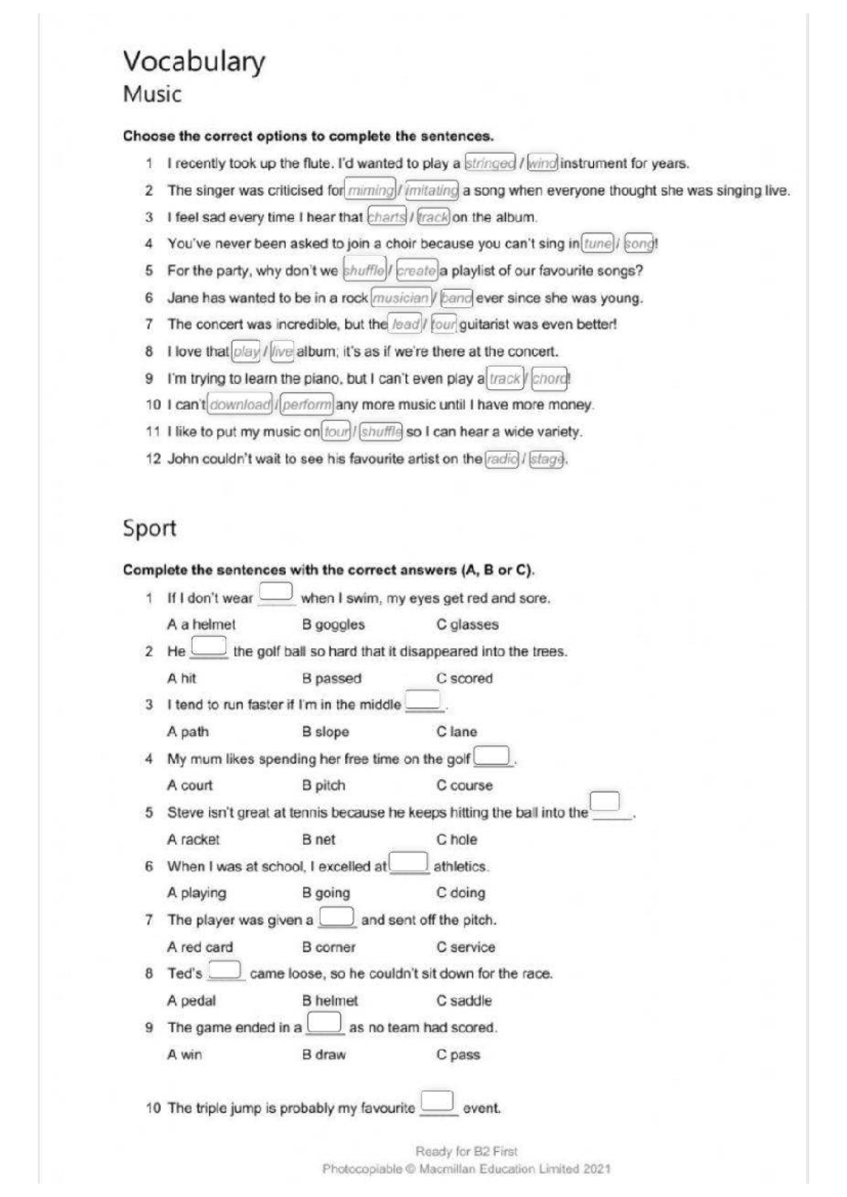 Image to PDF 20250120 16 - Vocabulary Music Choose the correct options ...