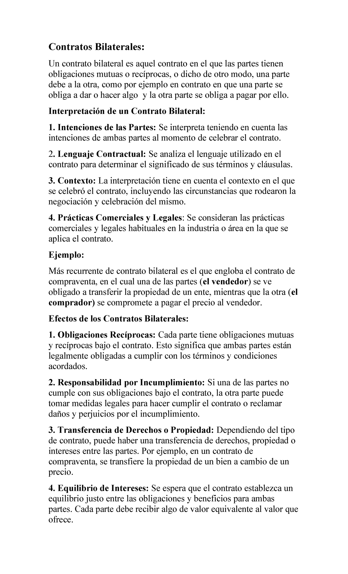 Contrato Bilateral interpretacion y efectos - Contratos Bilaterales: Un ...