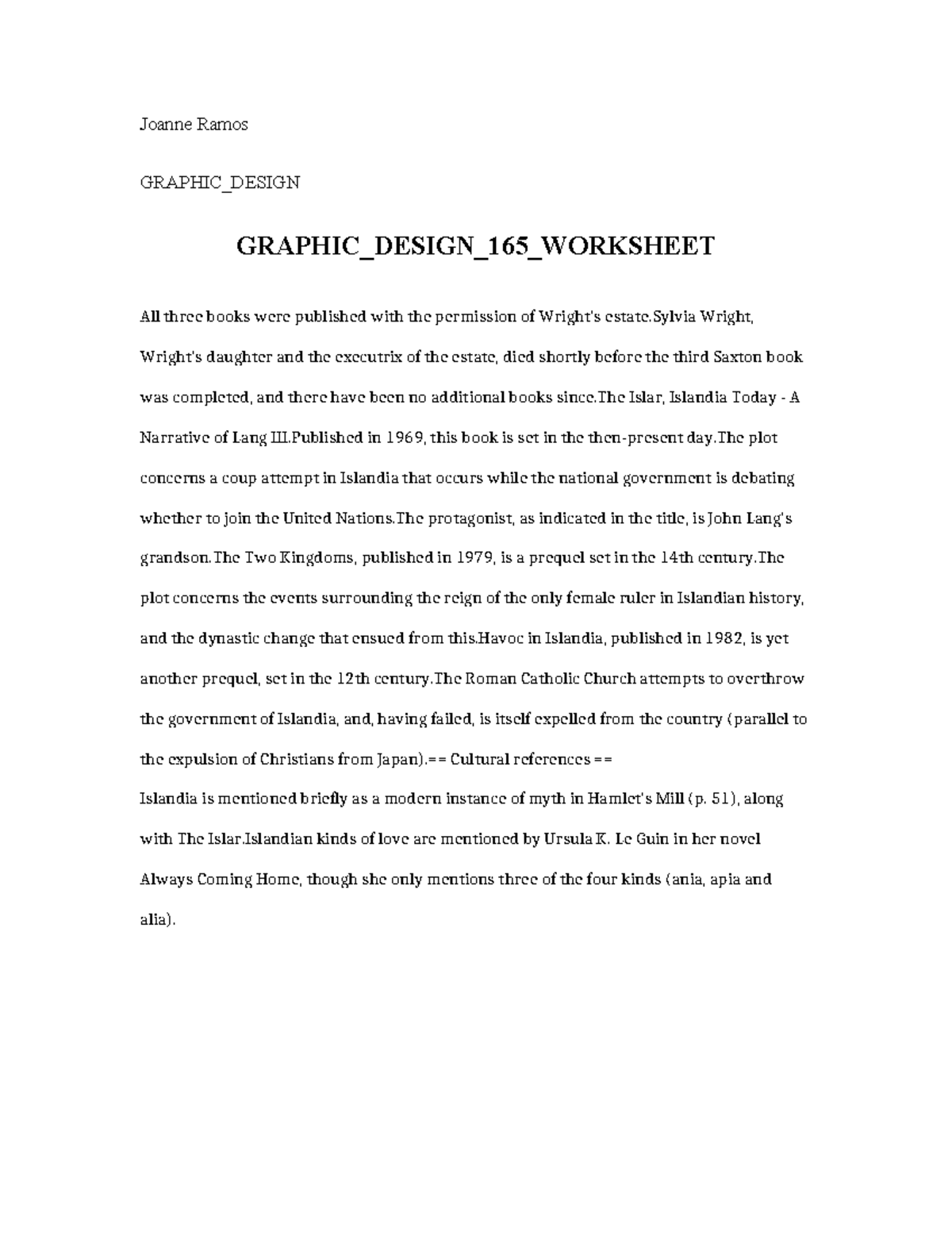 Graphic Design 165 Worksheet - Joanne Ramos GRAPHIC_DESIGN GRAPHIC ...