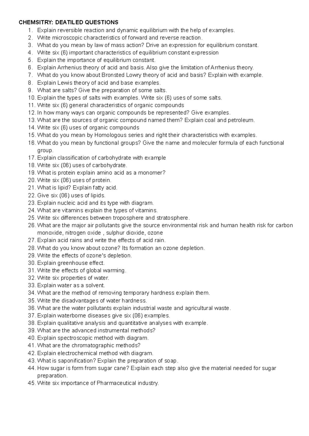 CHEMISTRY X: DETAILED STUDY PLAN FOR 2025 EXAM PREPARATION - Studocu