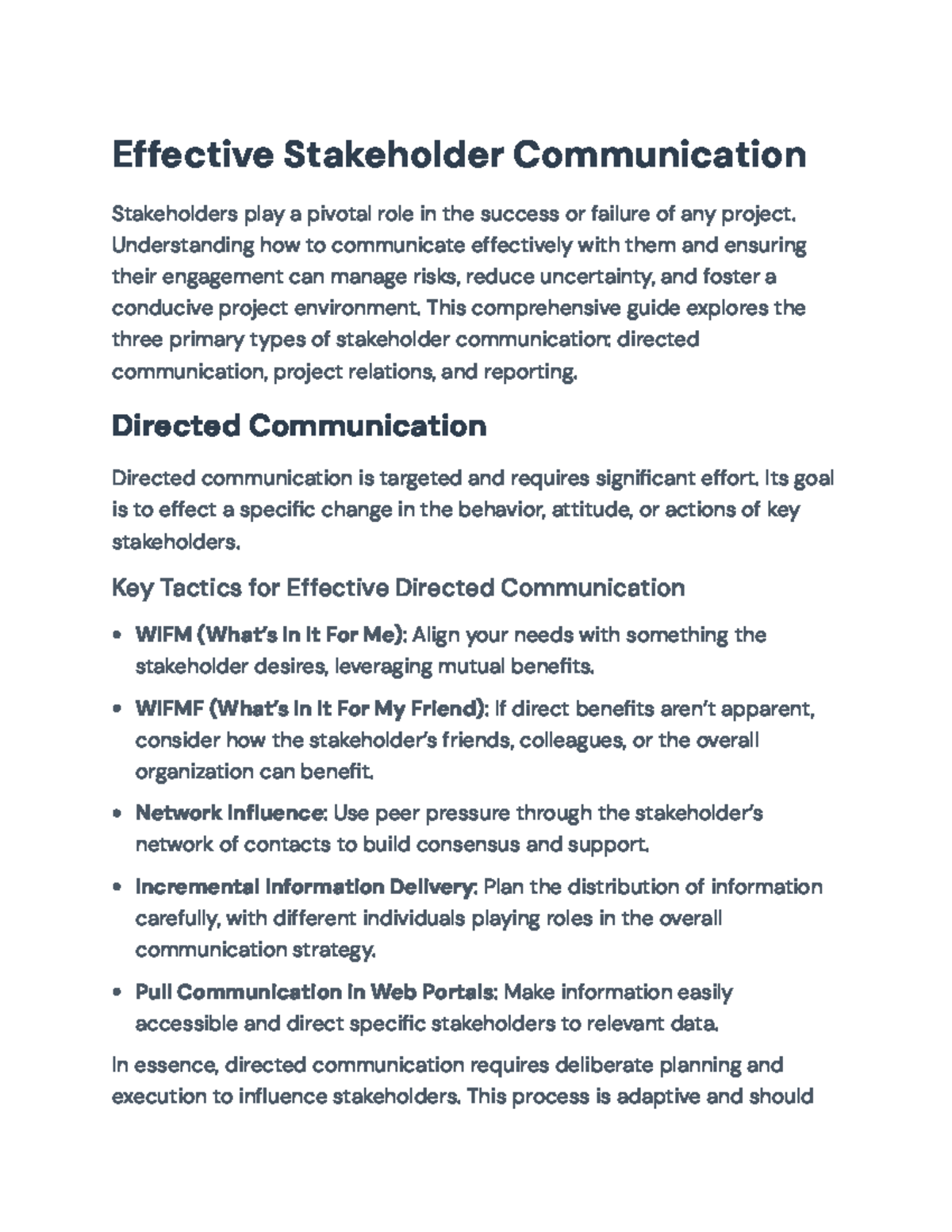 Communication Strategies for Project Success: A Guide to Stakeholders ...