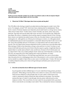 PIA Chapter 10 Worksheet - Police in America Chapter 10 Innovations in ...