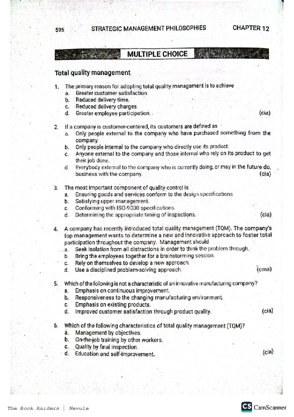 595. STRATEGIC MANAGEMENT PHILOSOPHIES CHAPTER 12 STUDY NOTES - Studocu