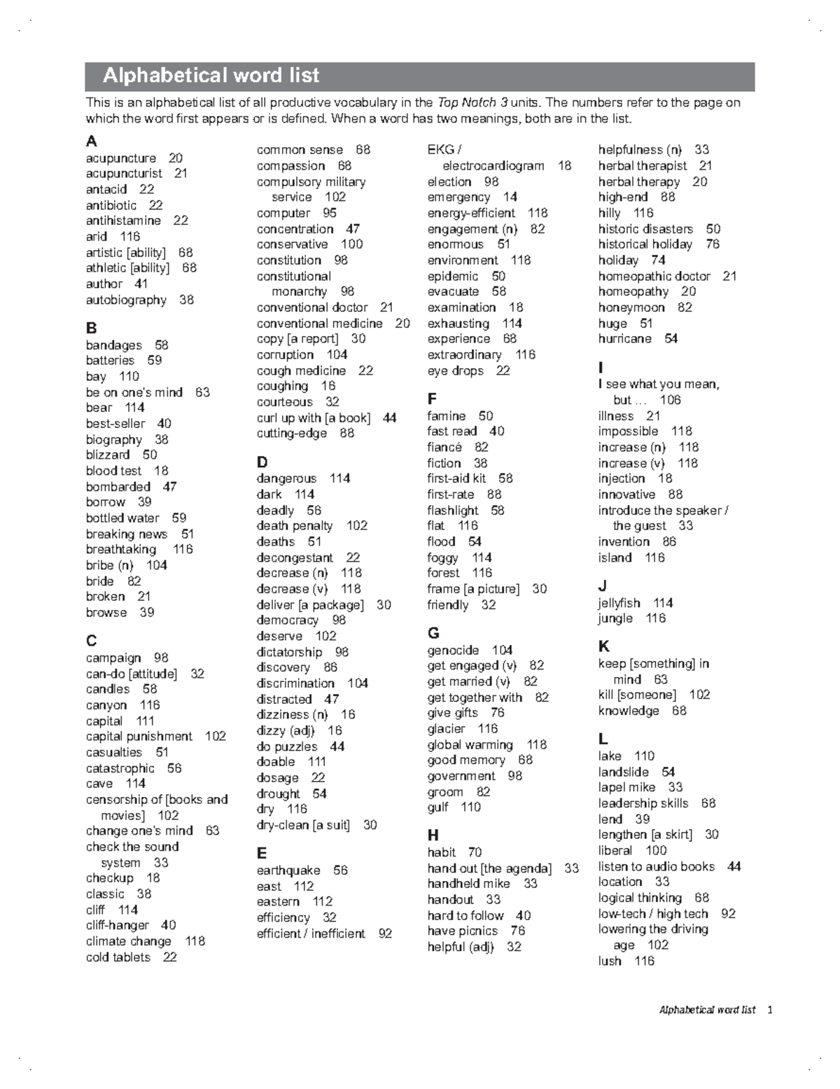 TN3 WL 3e - Writing Transition 4 - Alphabetical word list I K This is ...
