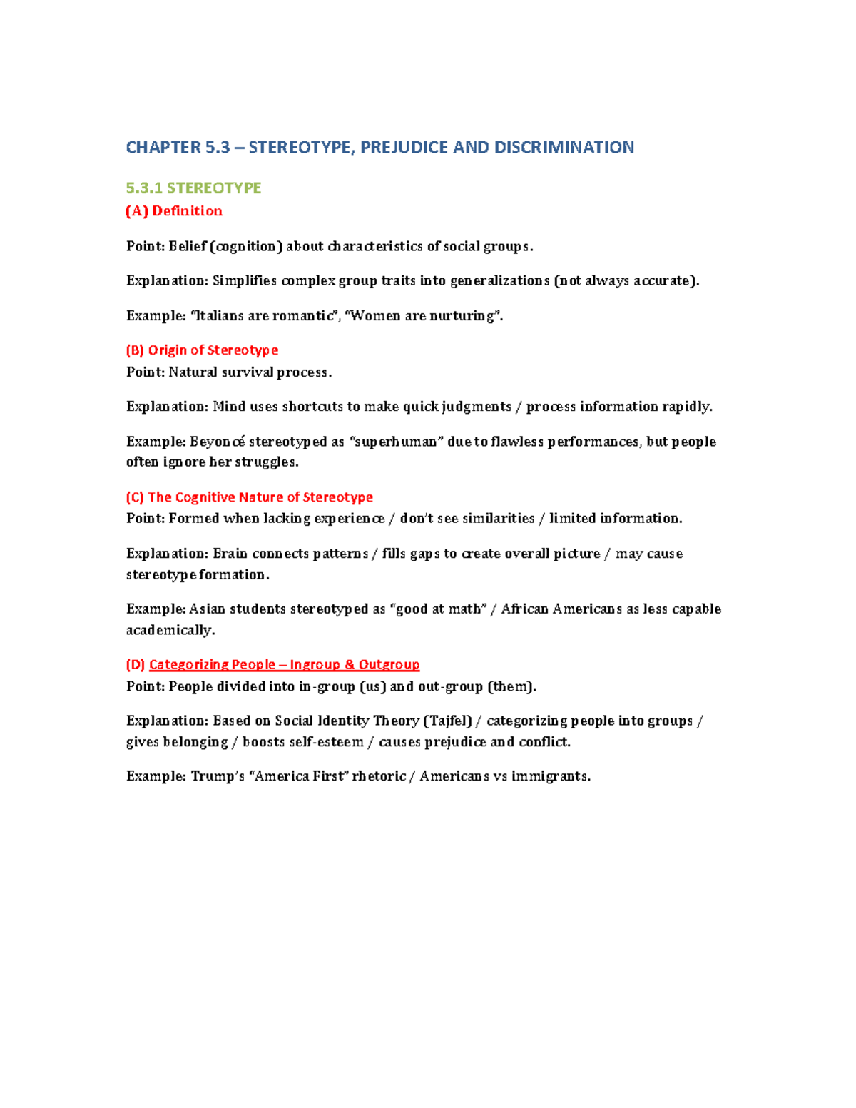 CHAPTER 5: STEREOTYPE, PREJUDICE, AND DISCRIMINATION OVERVIEW - Studocu