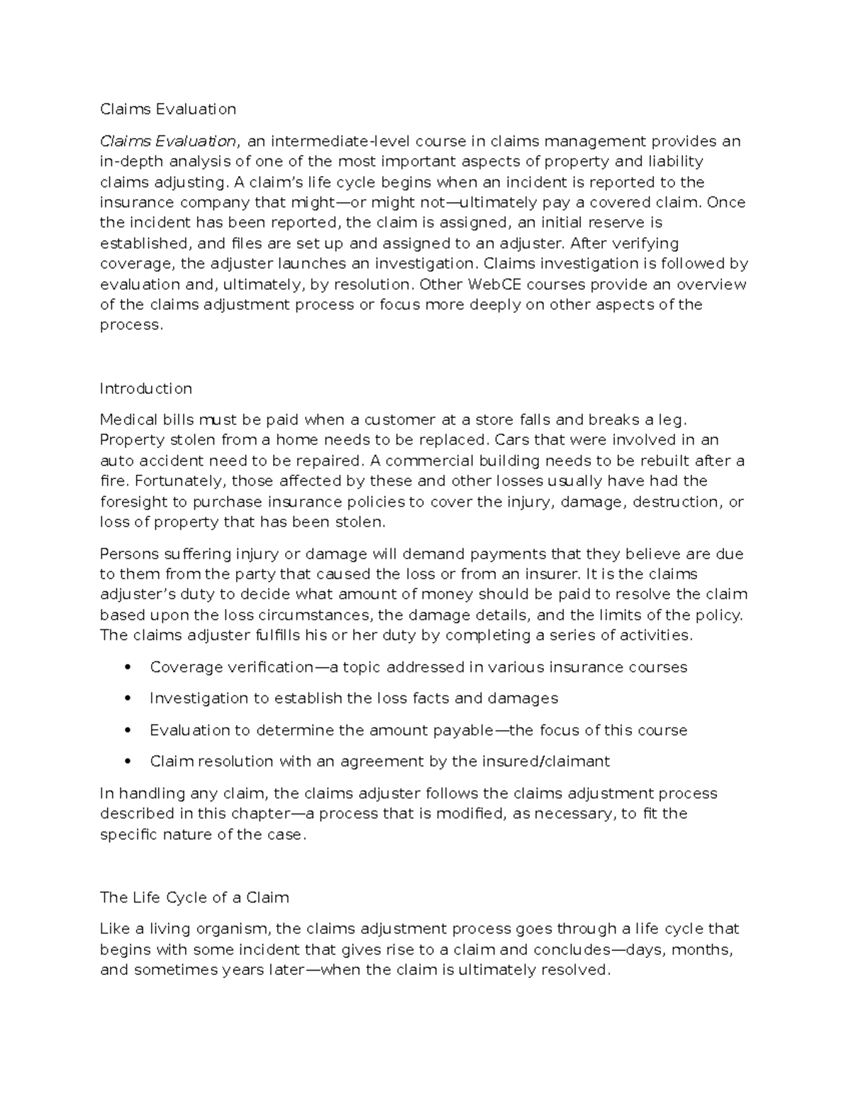 Claims Evaluation Process: Understanding the Life Cycle of Insurance ...