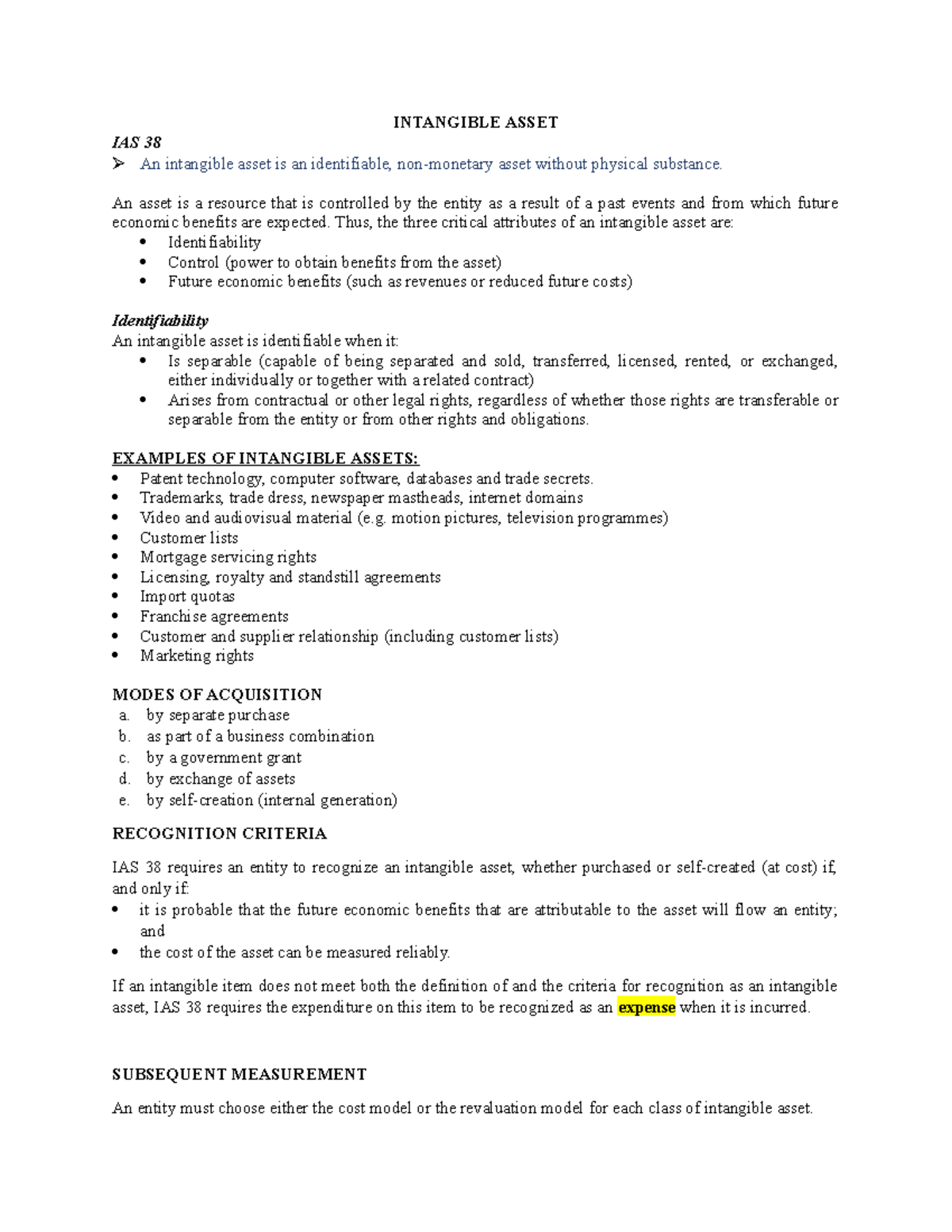 IAS 38: Comprehensive Notes on Intangible Assets and Their Accounting ...