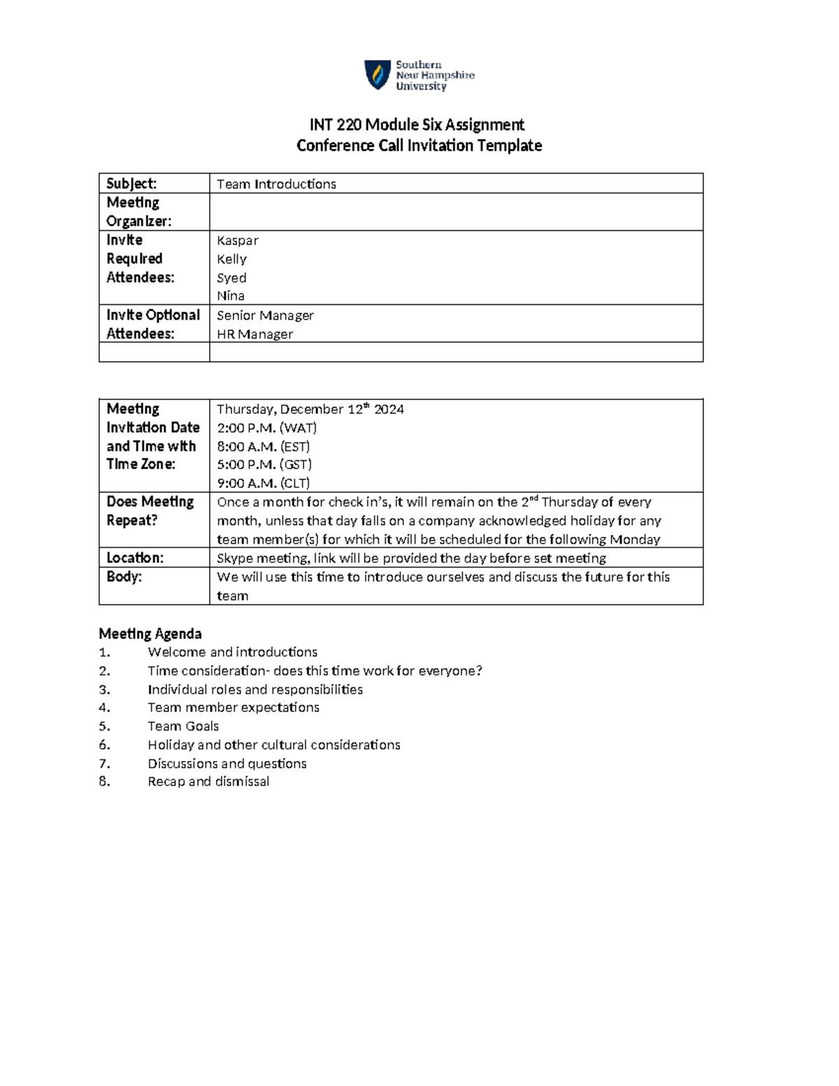 INT 220 Conference Call Invitation Template - INT 220 Module Six ...