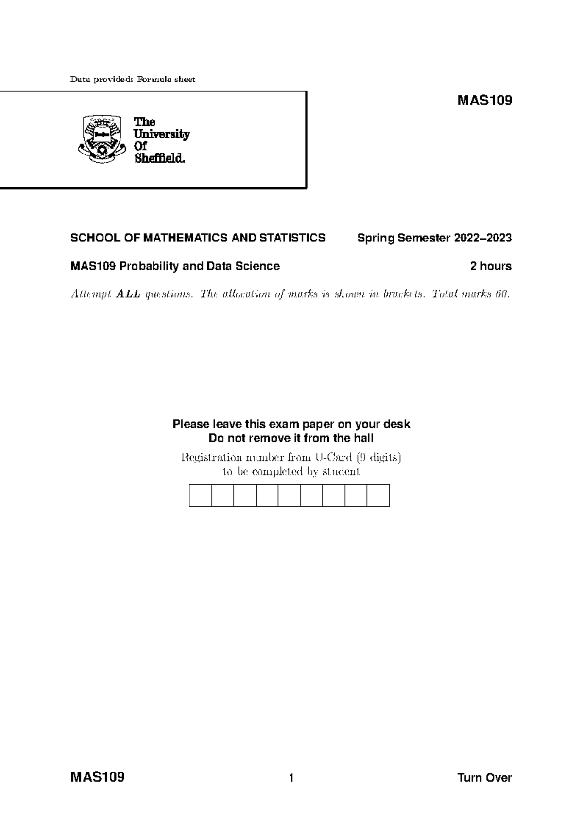MAS109 Probability and Data Science - 2022-23 (Module Leader:Jonathan ...