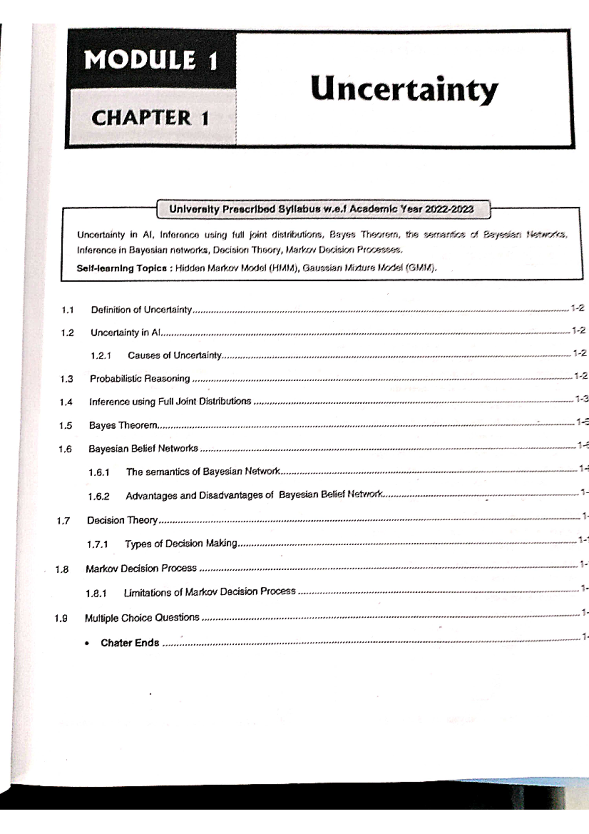 AI 101 - Uncertainty in AI: Chapter 1 Overview and Key Concepts - Studocu