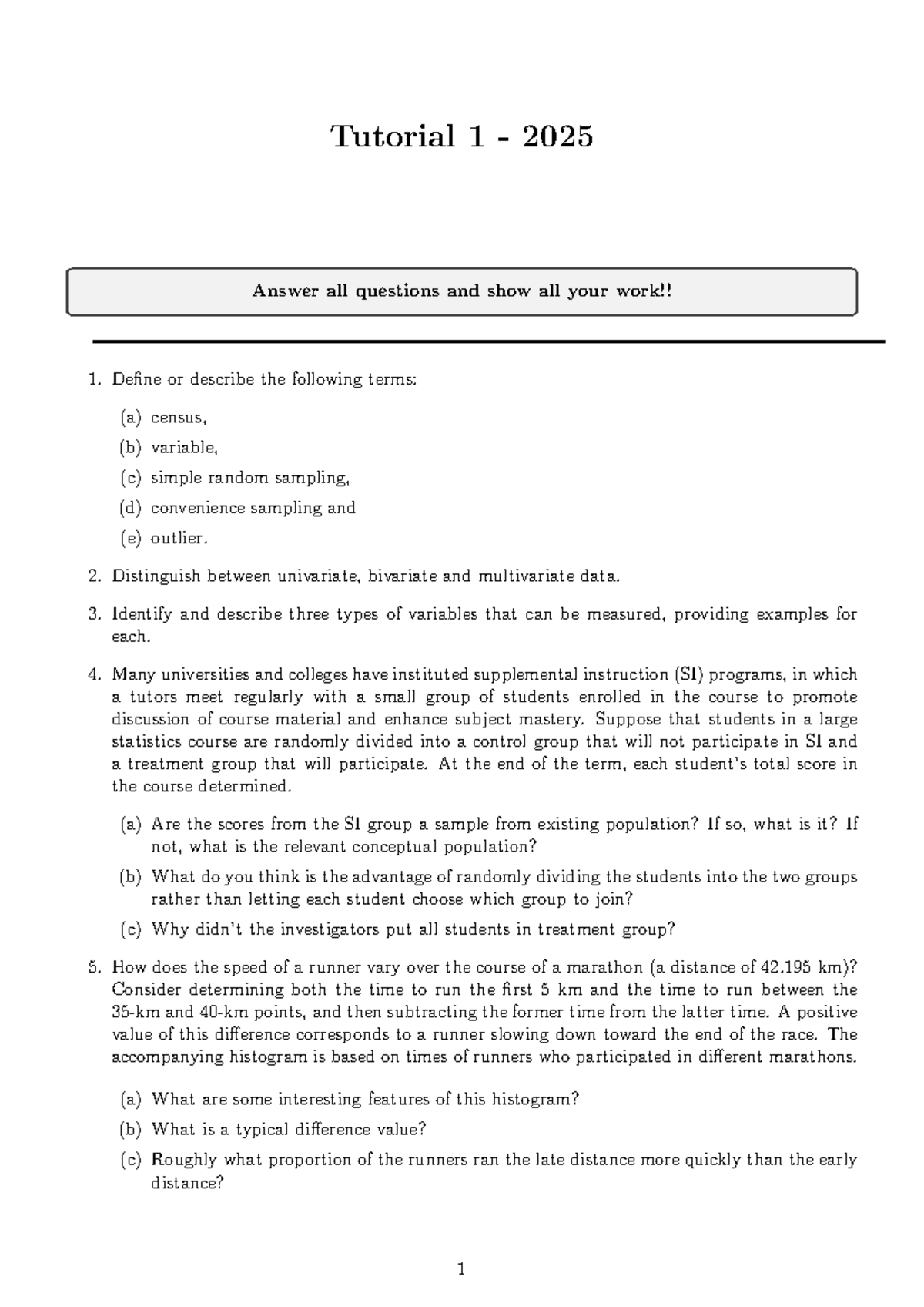 STA1006S Tutorial 1 2025: Comprehensive Q&A on Statistics Concepts ...