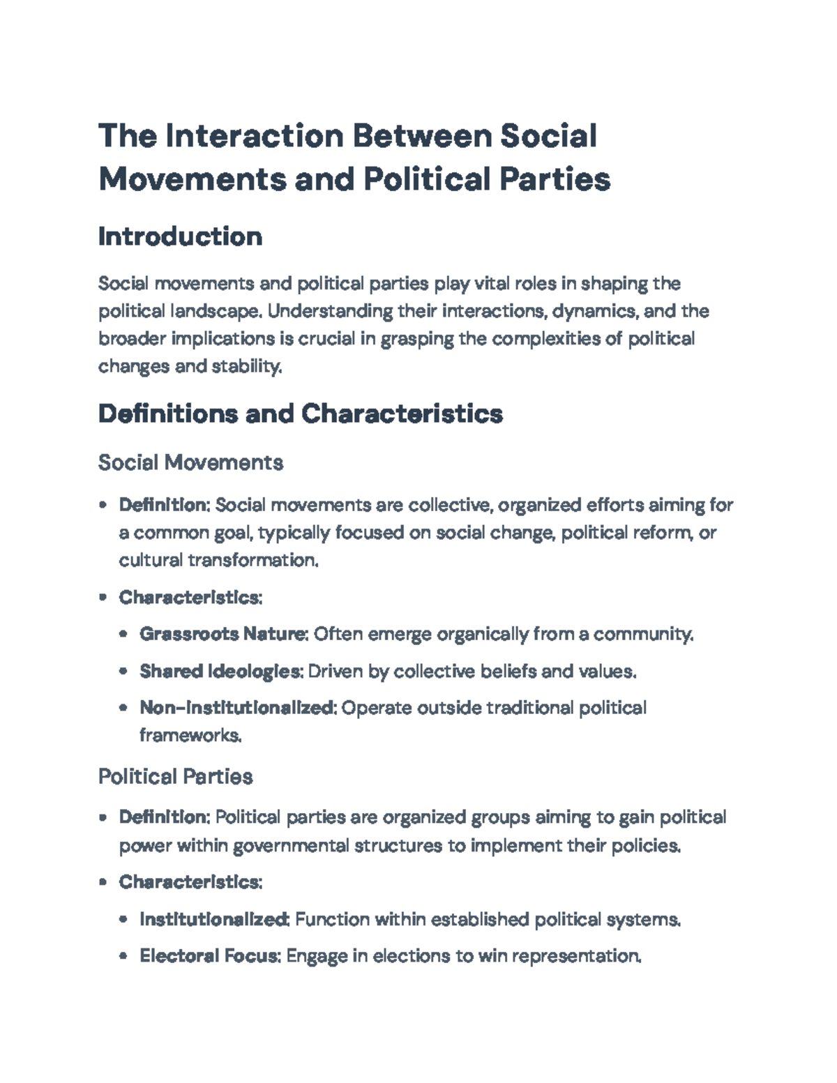 The Dynamic Interaction Between Social Movements and Political Parties ...