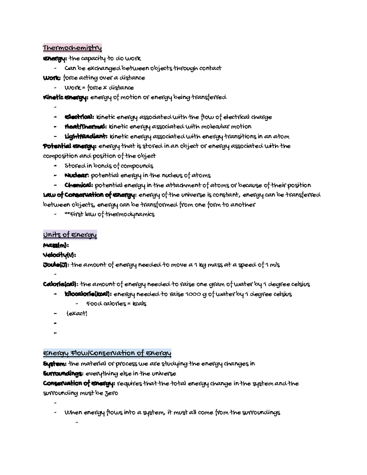 CHEM 139 Lecture Notes - Thermochemistry Overview (Chapter 7) - Studocu