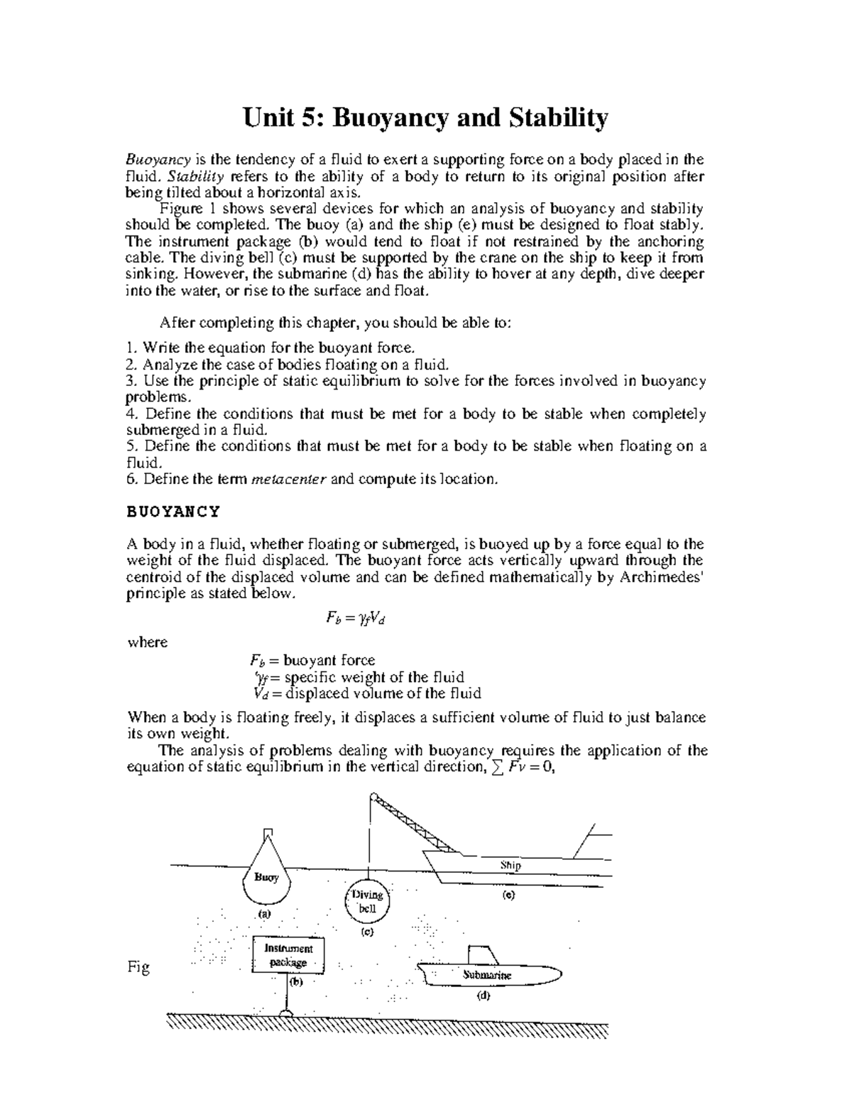 Unit 5: Buoyancy and Stability Concepts Explained - Studocu
