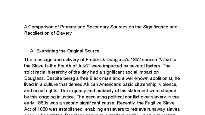 D267 Final Exam: Analyzing Douglass and PBS on Slavery's Legacy - Studocu