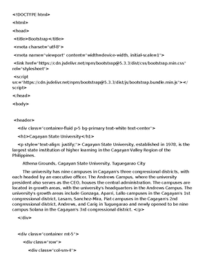 HTML CODE FOR IS - CTED College of - Studocu