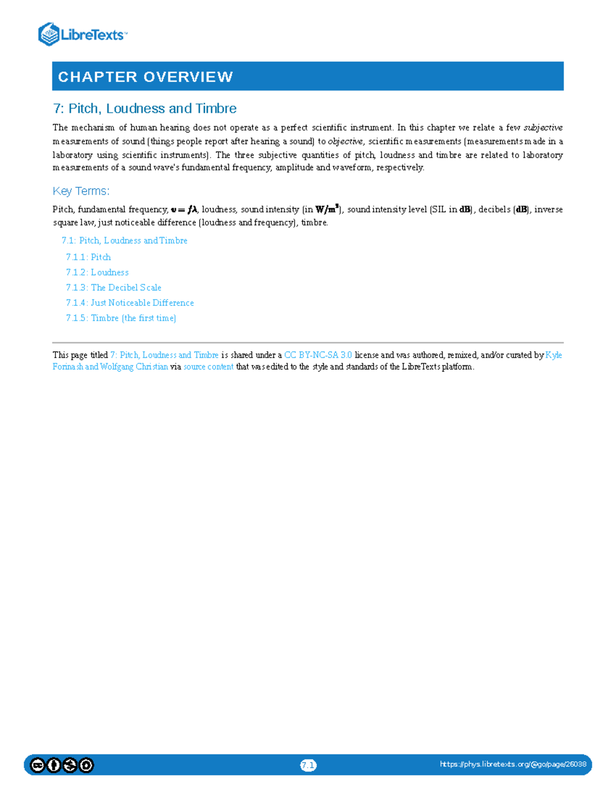 CHAPTER 7 OVERVIEW: Pitch, Loudness, and Timbre Analysis - Studocu