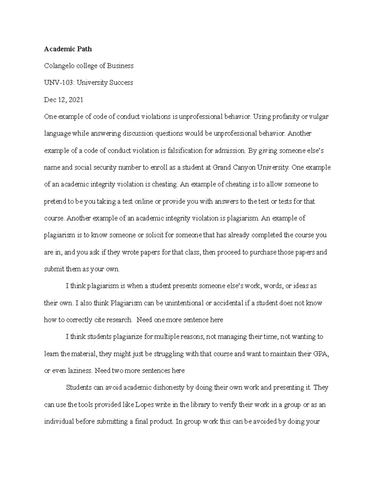 Reflection week 2 reflection assignment - Academic Path Colangelo ...