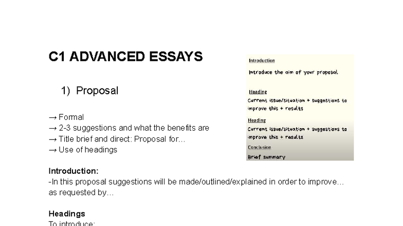 C1 ADVANCED ESSAYS: Proposal and Review Techniques - Studocu