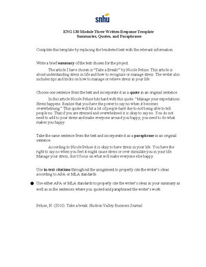 Module 2 Written Response - ENG 130 Module 2 Written Response Audience ...