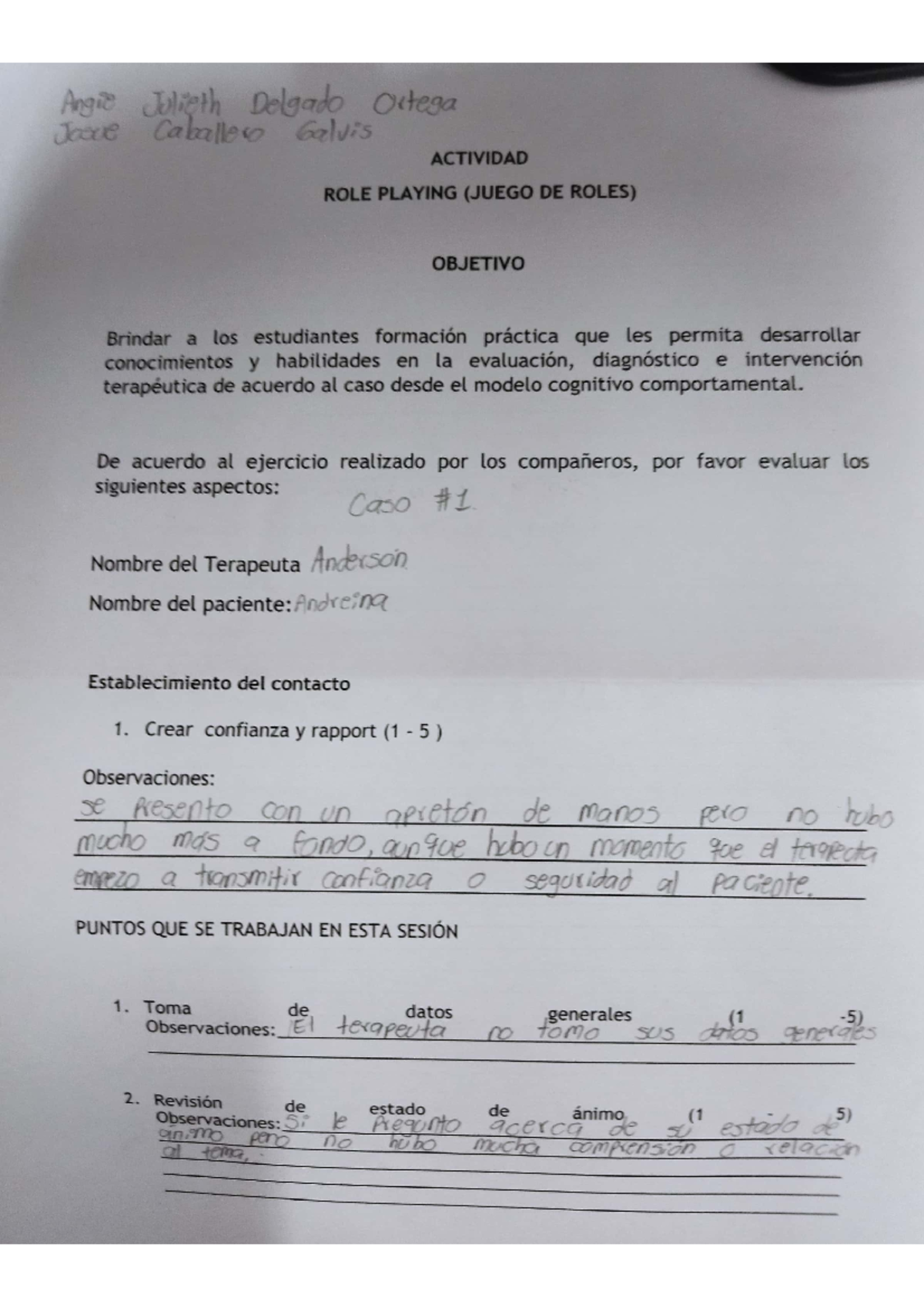 Trabajo juego de roles - Angie Julieth Delgado Ortega Josue Caballero ...