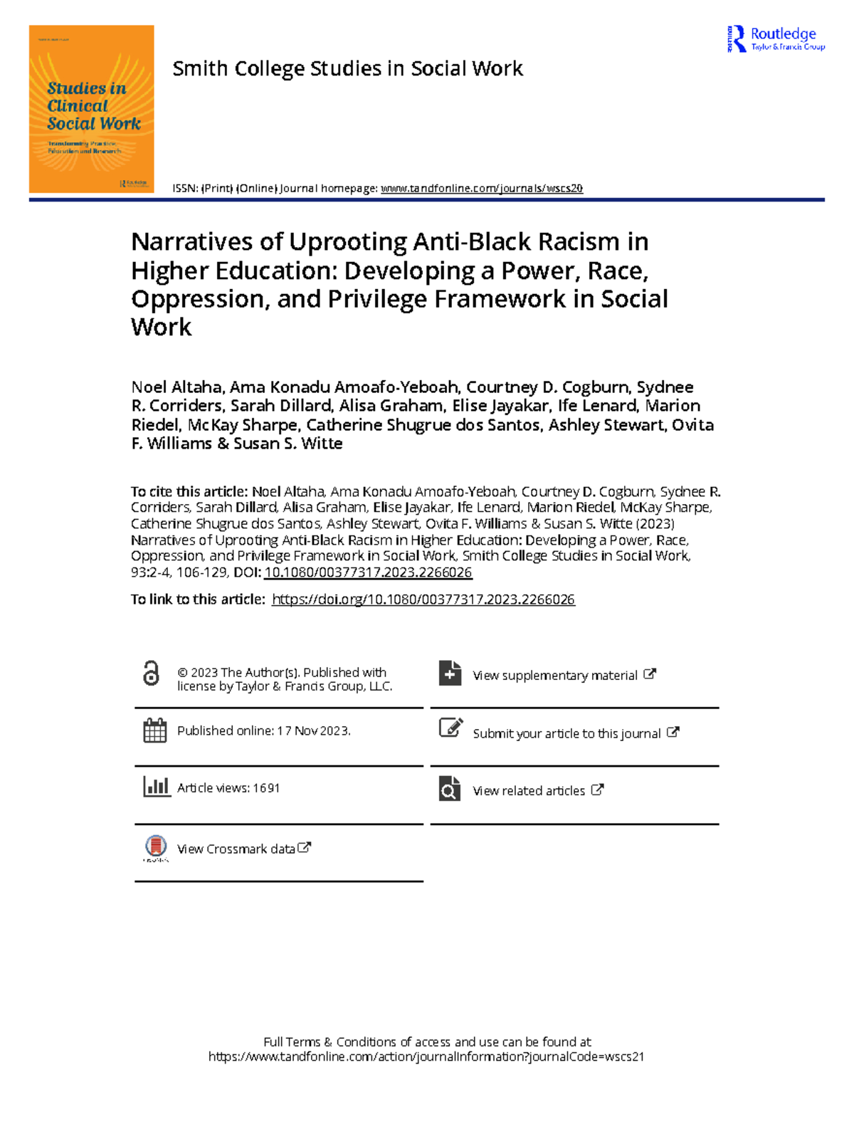 Foundations of Social Work: Anti-Black Racism & Decolonization (PROP ...