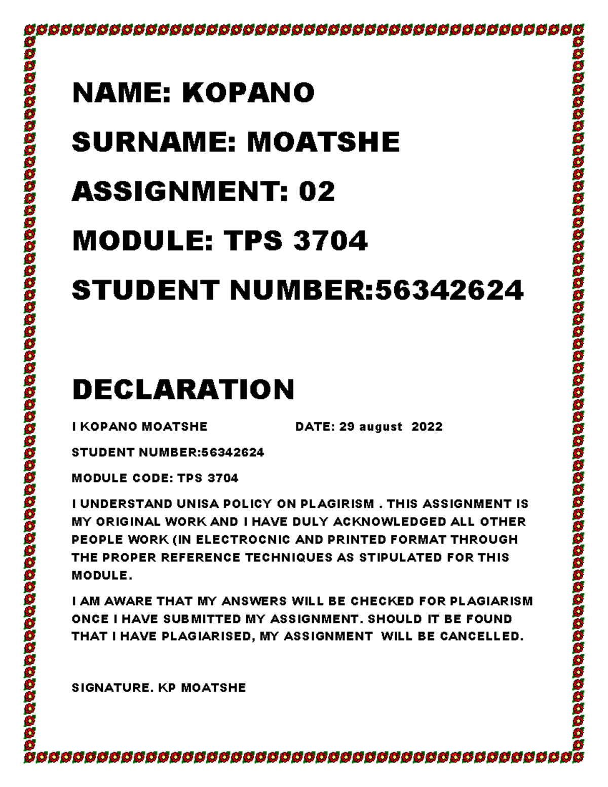 TPS 3704 - Student Teacher Observation Portfolio Assignment 02 - Studocu