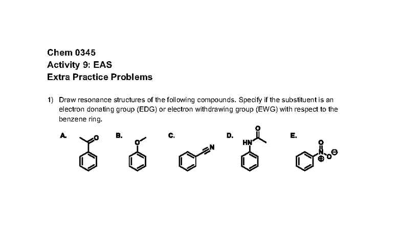 Chem 0345 Activity 9: EAS Resonance & NMR Practice Problems - Studocu