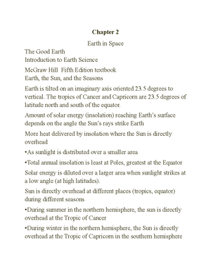 Chapter 2 earth in space - Chapter 2 Earth in Space The Good Earth ...