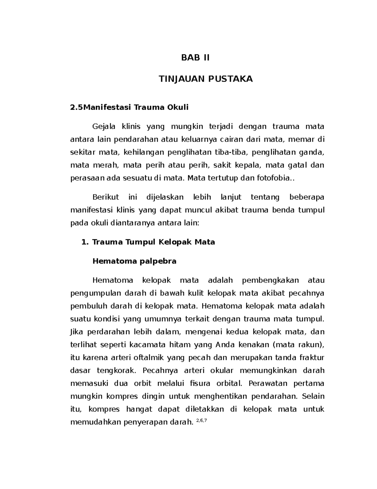 Manifestasi Klinis Trauma Okuli: Penjelasan dan Tinjauan Pustaka - Studocu