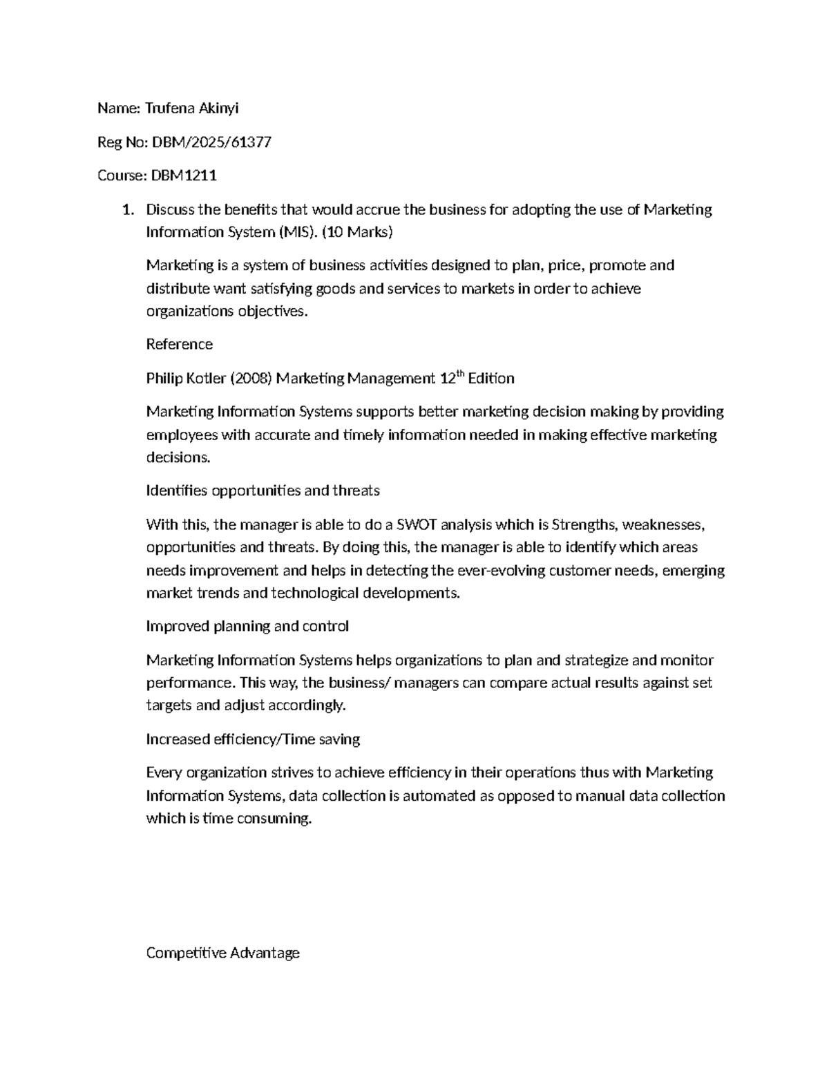 DBM1211 Marketing Information Systems and Strategies Overview - Studocu