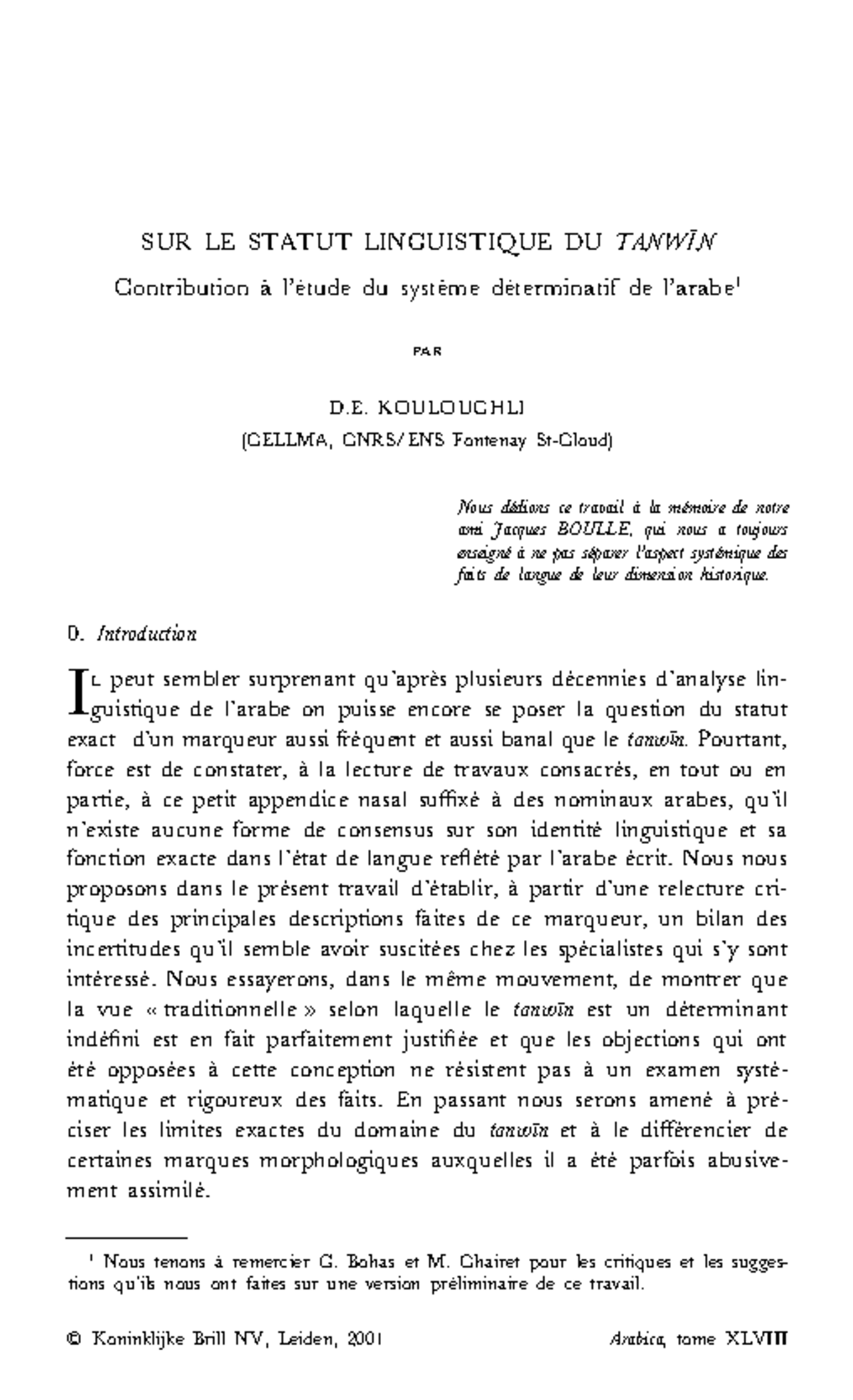 Étude sur le Statut Linguistique du TANWíN en Arabe Classique (CELLMA ...