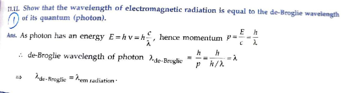 Dual nature imp derivation quesn - 1111. Show that the wavelength of ...