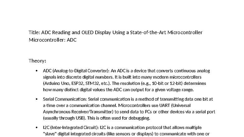 T6 ADC Reading and OLED Display Using a State-of-the-Art Microcontroller Microcontroller ADC ...