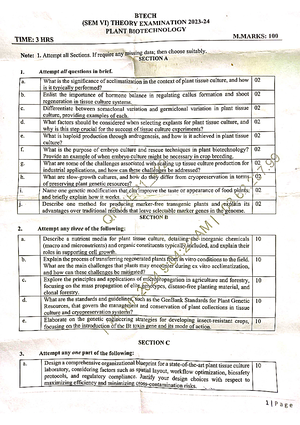ITCS 2023-24 AKTU Question Paper - BTECH (SEM VI) THEORY EXAMINATION ...