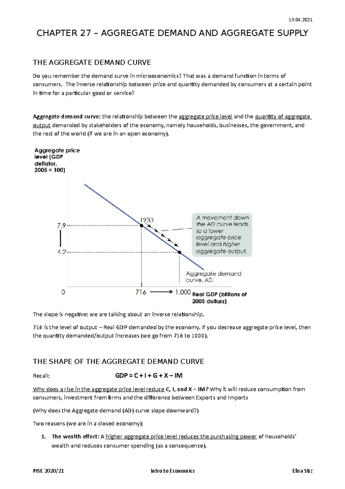 Intro to Economics - Chapter 27: Aggregate Demand & Supply Analysis ...