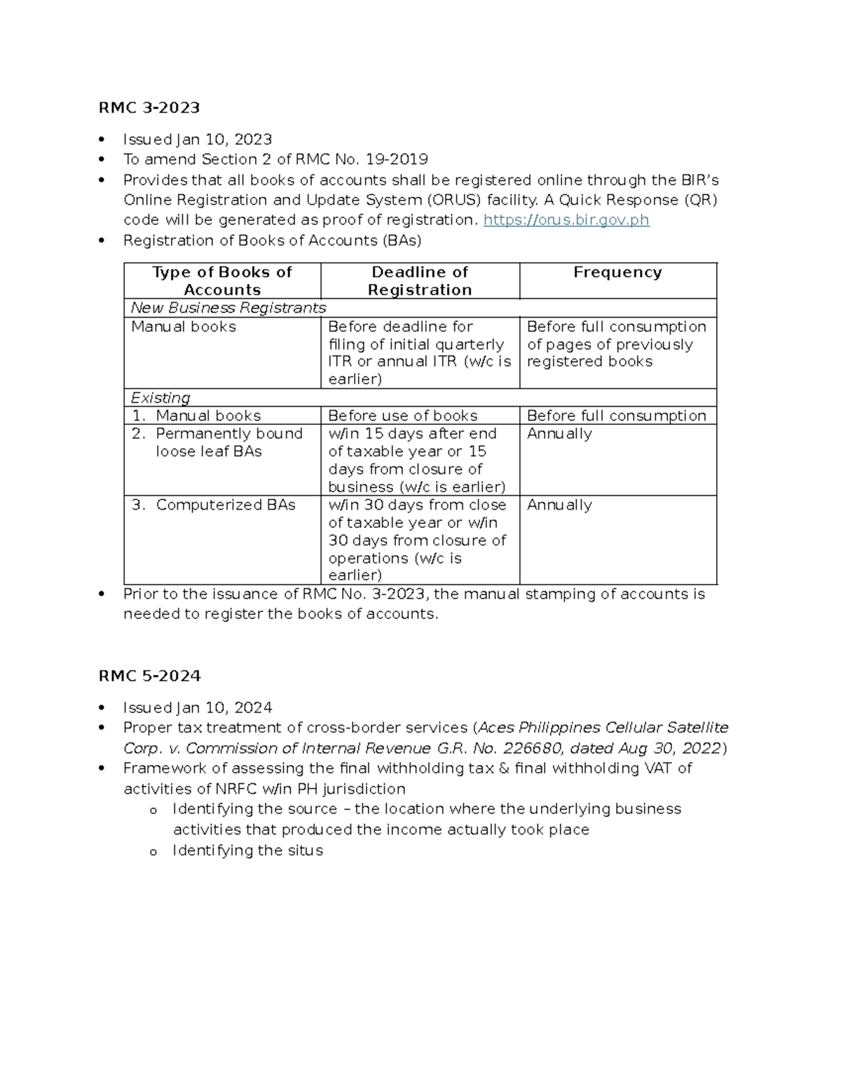 BIR New Issuances - RMC 3- Issued Jan 10, 2023 To amend Section 2 of ...